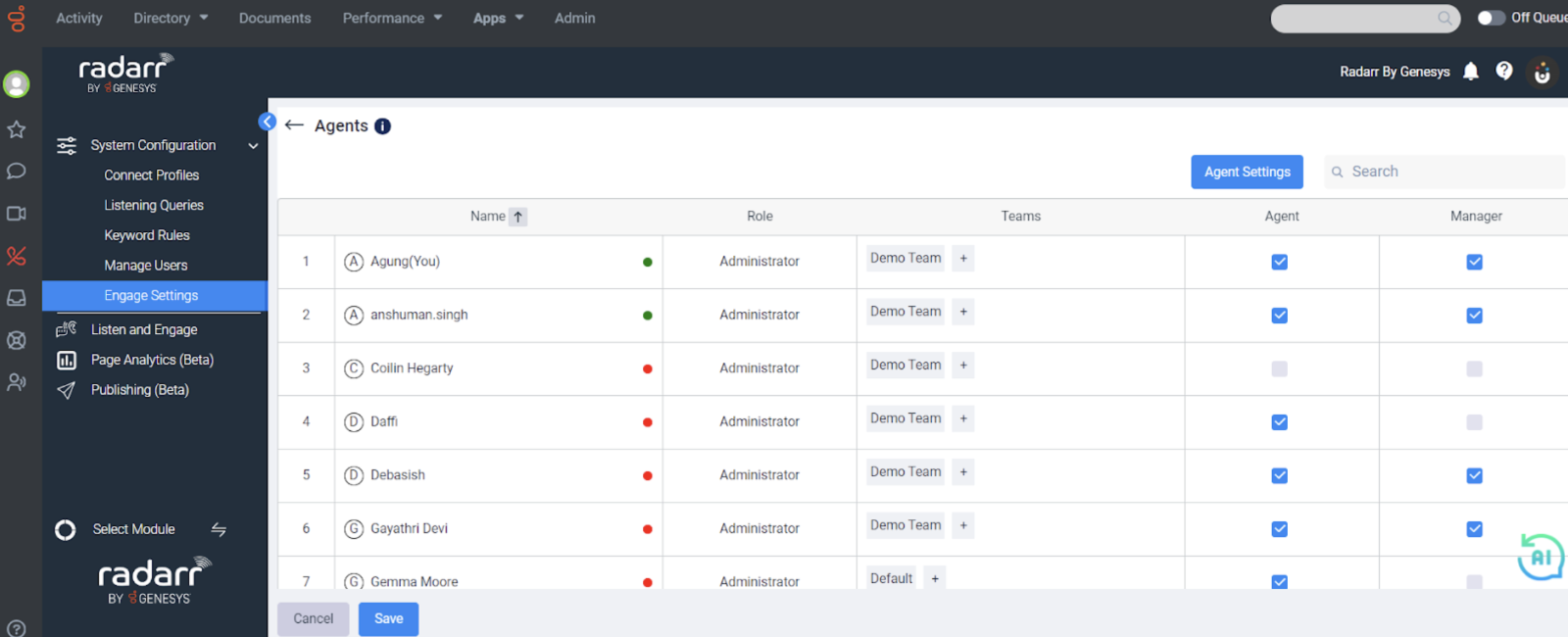 Managing your Engage Users’ Roles - Radarr by Genesys Help and Support