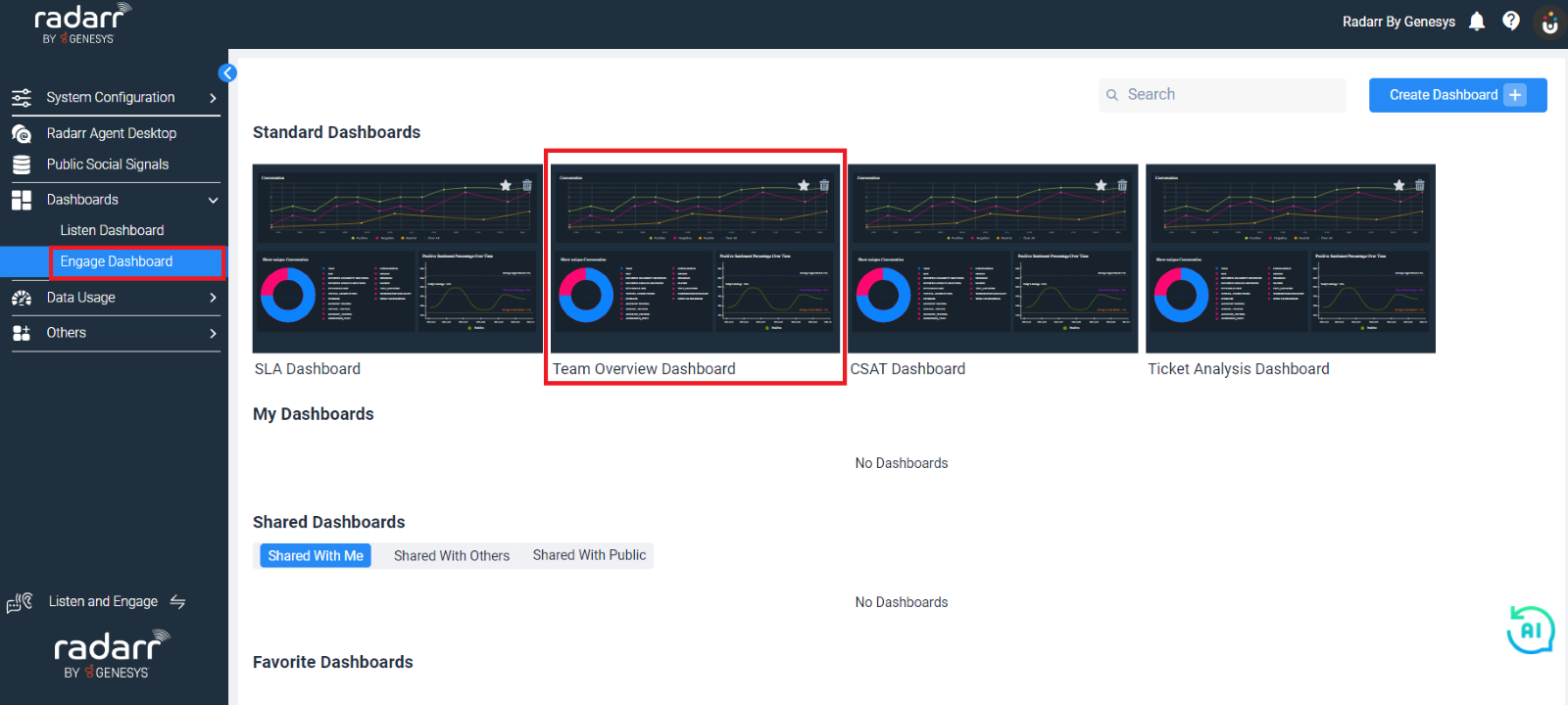 Engage dashboards in Radarr by Genesys - Radarr by Genesys Help and Support